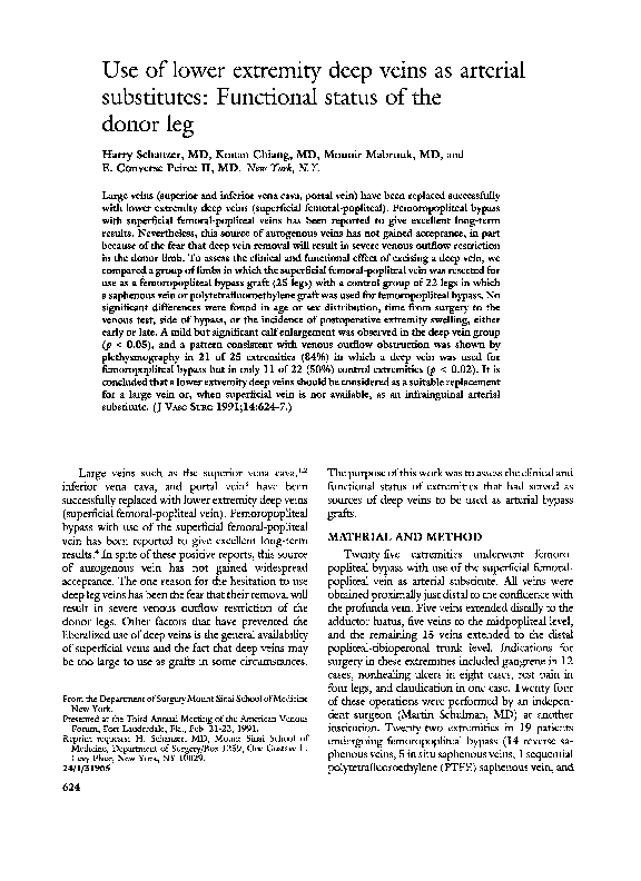(PDF) Use of lower extremity deep veins as arterial substitutes ...