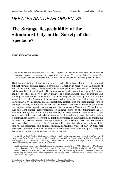 (PDF) The Strange Respectability of the Situationist City in the ...