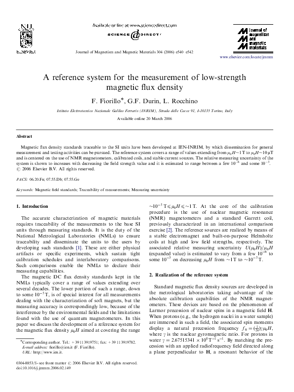 (PDF) A reference system for the measurement of low-strength magnetic ...