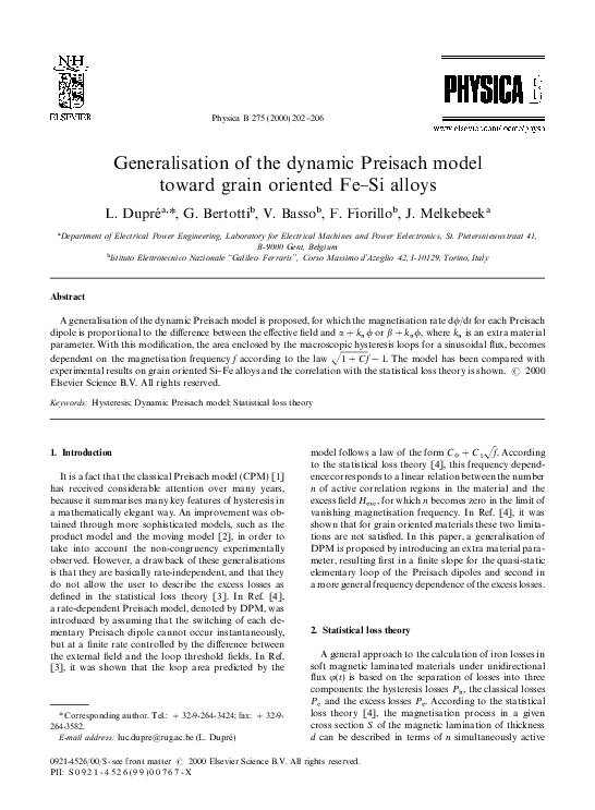 (PDF) Dynamic Preisach Model for Fe-Si Alloys