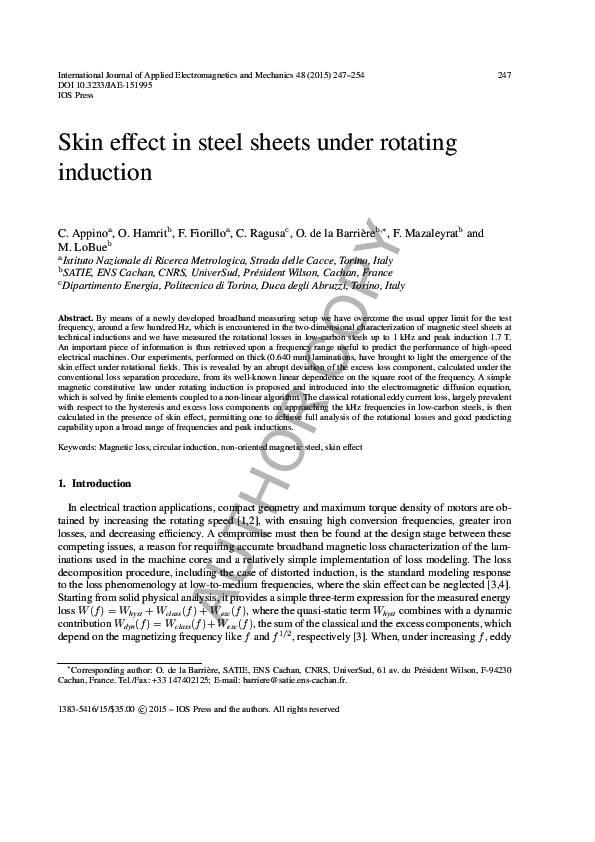 (PDF) Skin effect in steel sheets under rotating induction