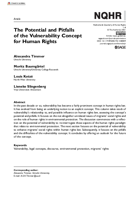 (PDF) The Potential and Pitfalls of the Vulnerability Concept for Human ...