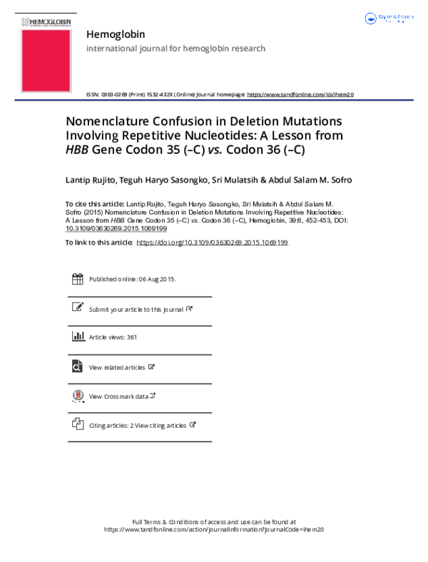 (PDF) Nomenclature Confusion in Deletion Mutations Involving Repetitive ...