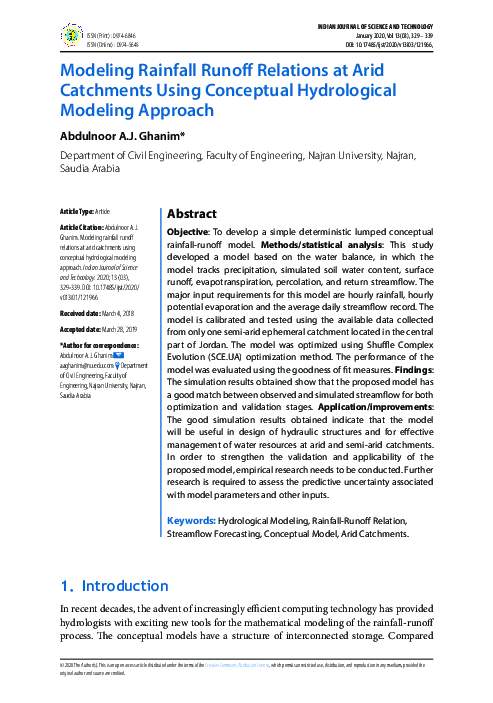 (PDF) Modeling Rainfall Runoff Relations at Arid Catchments Using Conceptual Hydrological ...