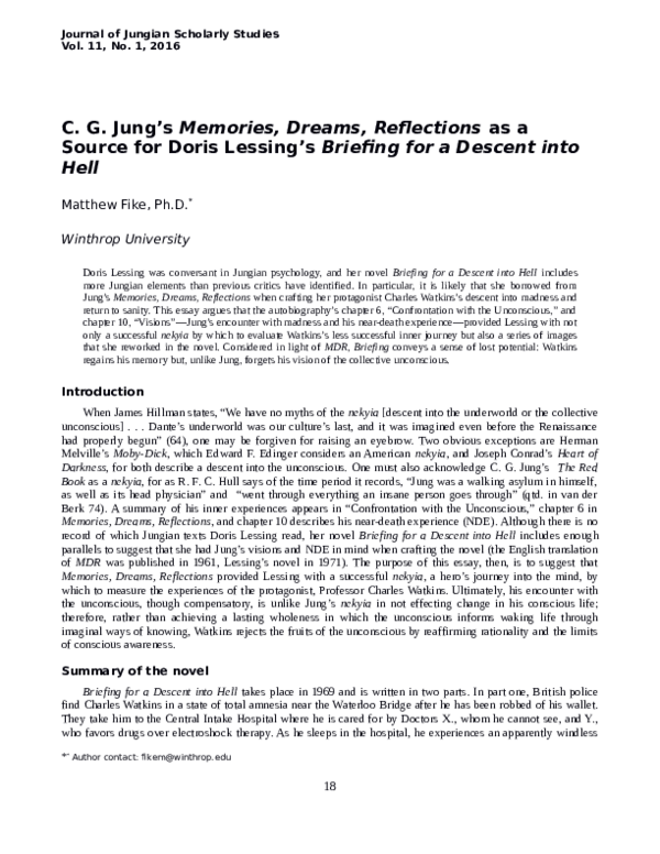 (PDF) C. G. Jung’s Memories, Dreams, Reflections as a Source for Doris ...