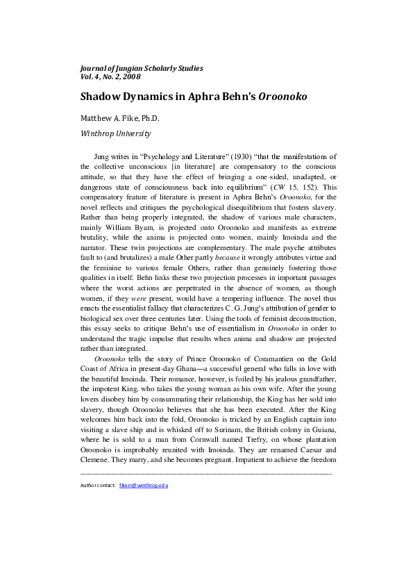 (PDF) Shadow Dynamics in Aphra Behn’s Oroonoko