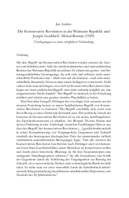 (PDF) Die Konservative Revolution in der Weimarer Republik und Joseph ...
