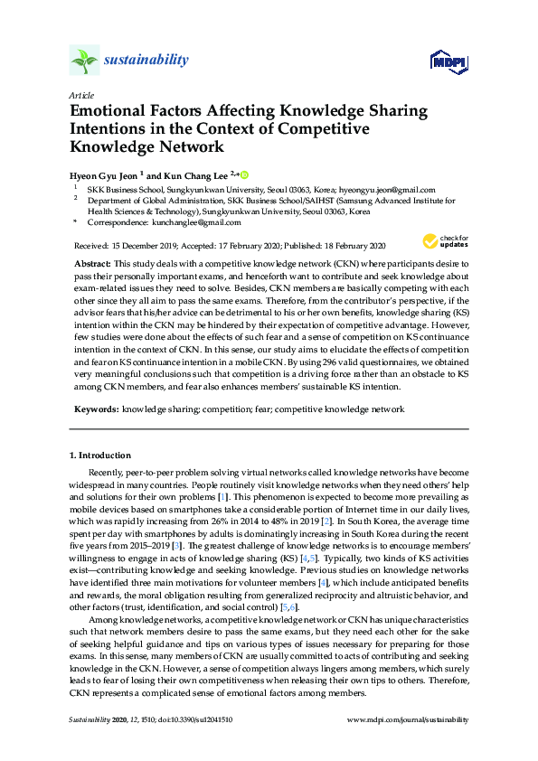 (PDF) Emotional Factors Affecting Knowledge Sharing Intentions in the Context of Competitive ...