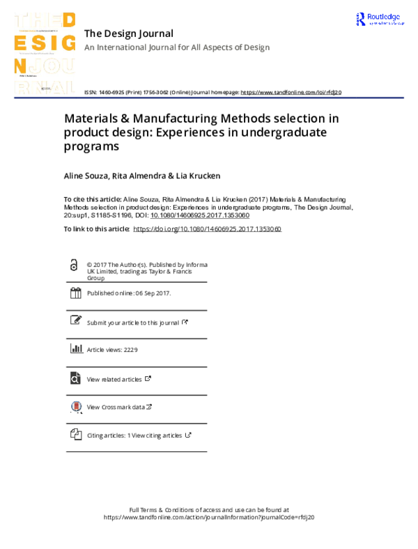 (PDF) Materials & Manufacturing Methods selection in product design ...