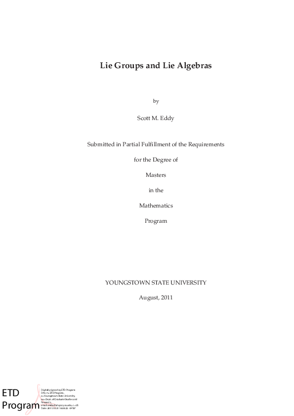 (PDF) Lie Groups and Lie Algebras