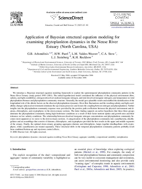 (PDF) Application of Bayesian structural equation modeling for examining phytoplankton dynamics ...