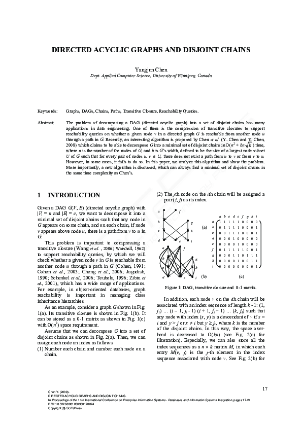 (PDF) Directed Acyclic Graphs and Disjoint Chains