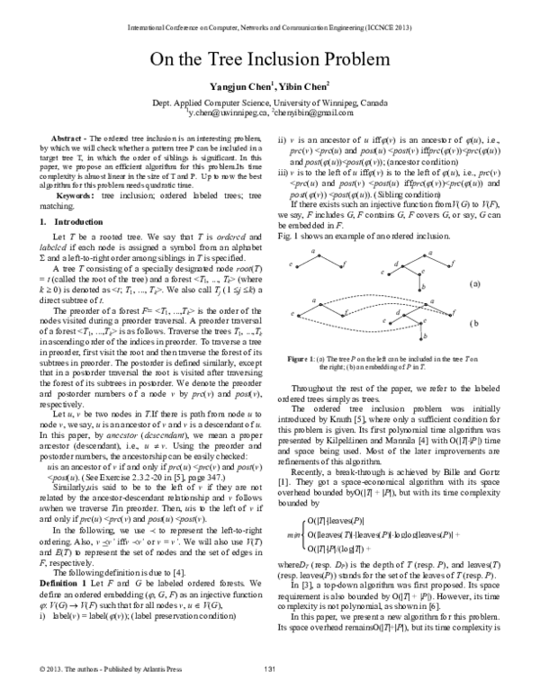 (PDF) On the tree inclusion problem