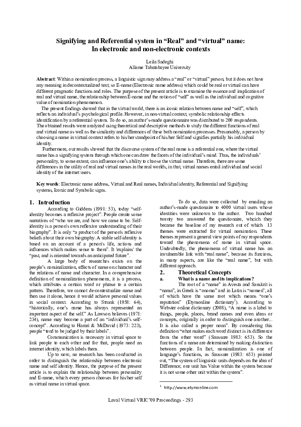 (PDF) Signifying and referential system in “Real” and “virtual” name in ...