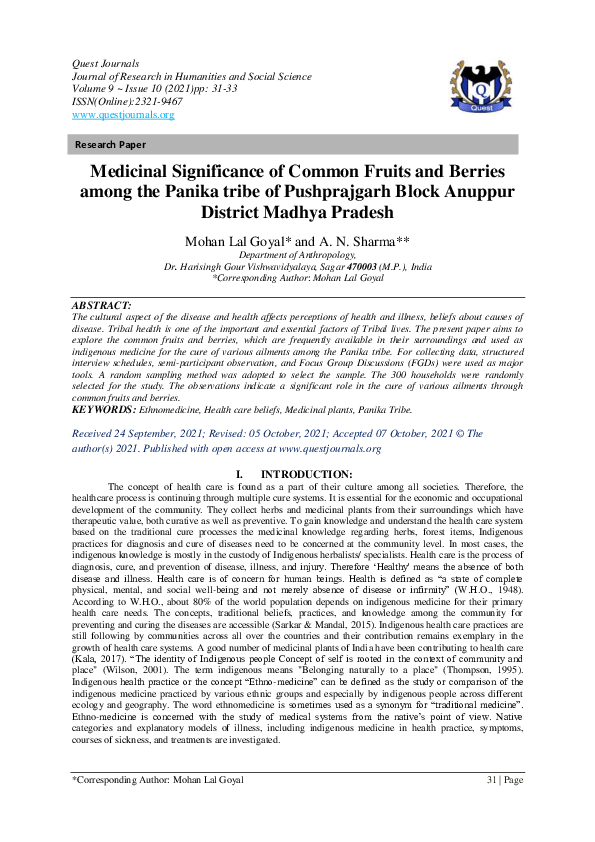 (PDF) Medicinal Significance of Common Fruits and Berries among the ...