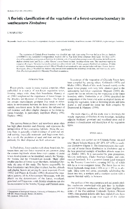 (PDF) A floristic classification of the vegetation of a forest-savanna ...