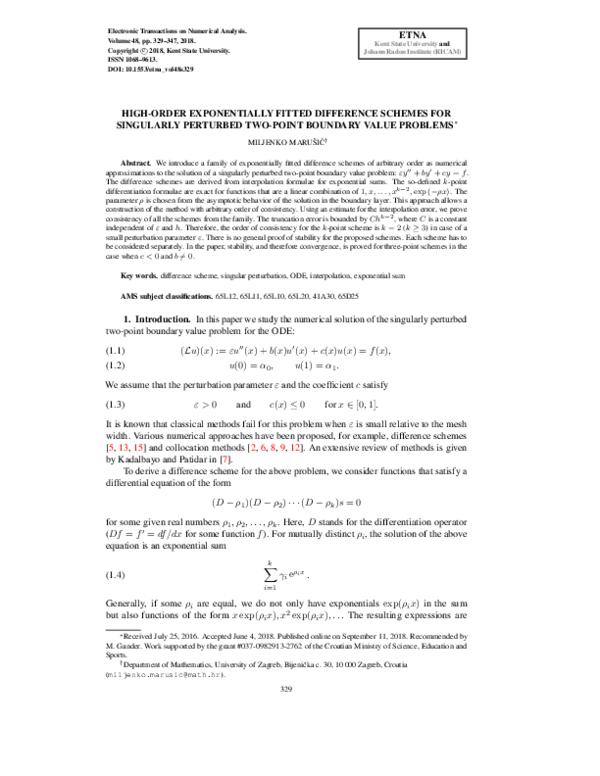 (PDF) High-order exponentially fitted difference schemes for singularly ...