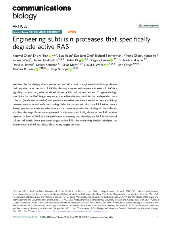 (PDF) Engineering subtilisin proteases that specifically degrade active RAS