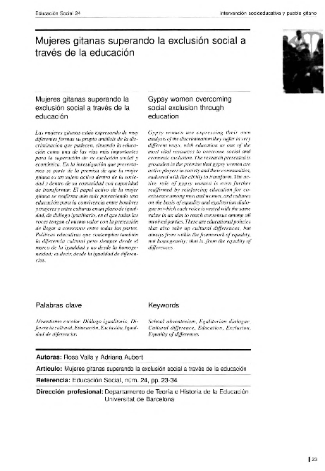 (PDF) Mujeres gitanas superando la exclusión social a través de la educación
