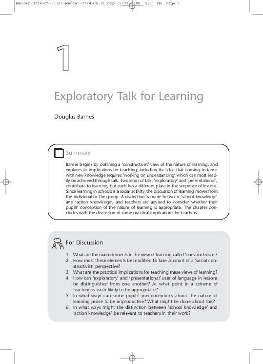 (PDF) Exploratory Talk for Learning
