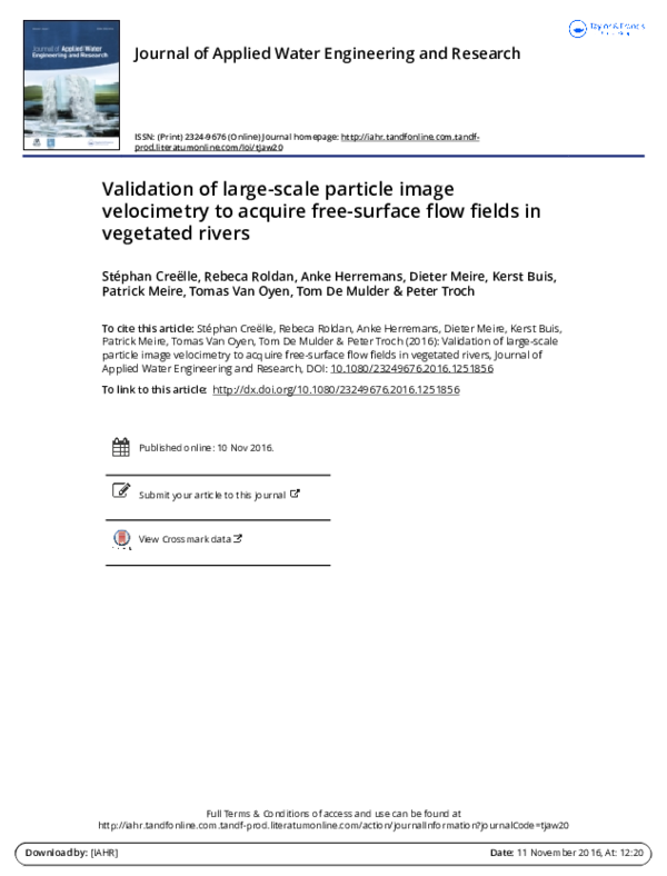 (PDF) Validation of large-scale particle image velocimetry to acquire free-surface flow fields ...