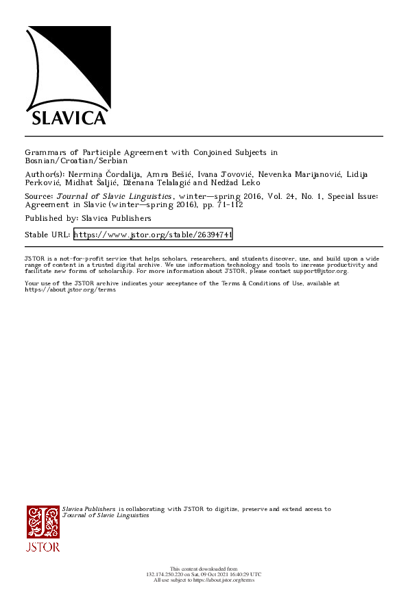 (PDF) Grammars of Participle Agreement with Conjoined Subjects in ...