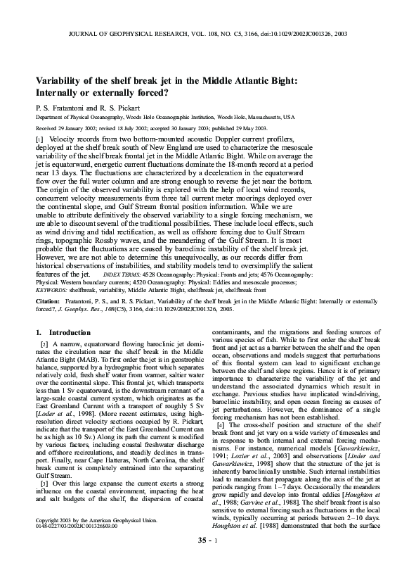 (PDF) Variability of the shelf break jet in the Middle Atlantic Bight ...