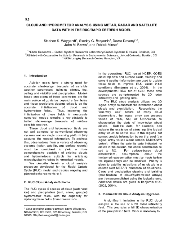 (PDF) Cloud and Hydrometeor Analysis Using Metar, Radar and Satellite ...