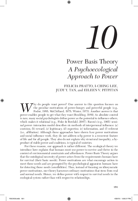 (PDF) Power Basis Theory: A psycho-ecological approach to power