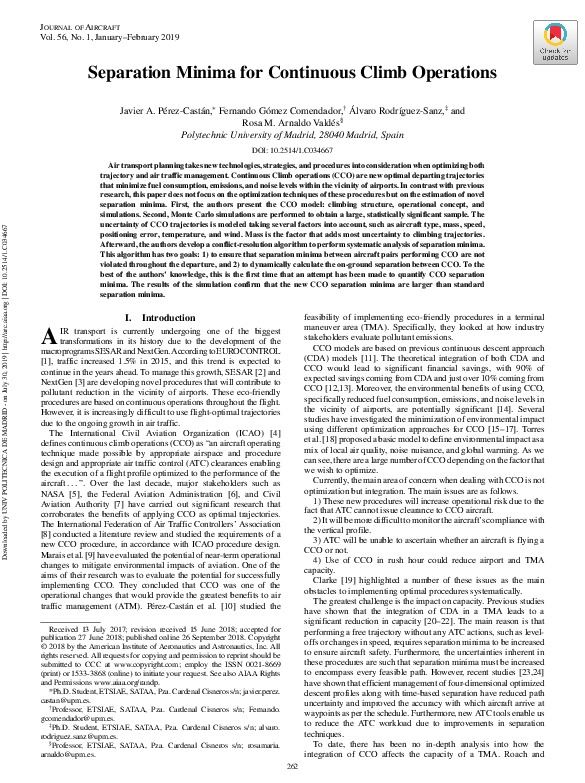 (PDF) Separation Minima for Continuous Climb Operations