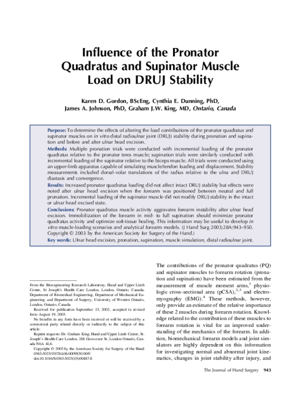 (PDF) Influence of the pronator quadratus and supinator muscle load on ...