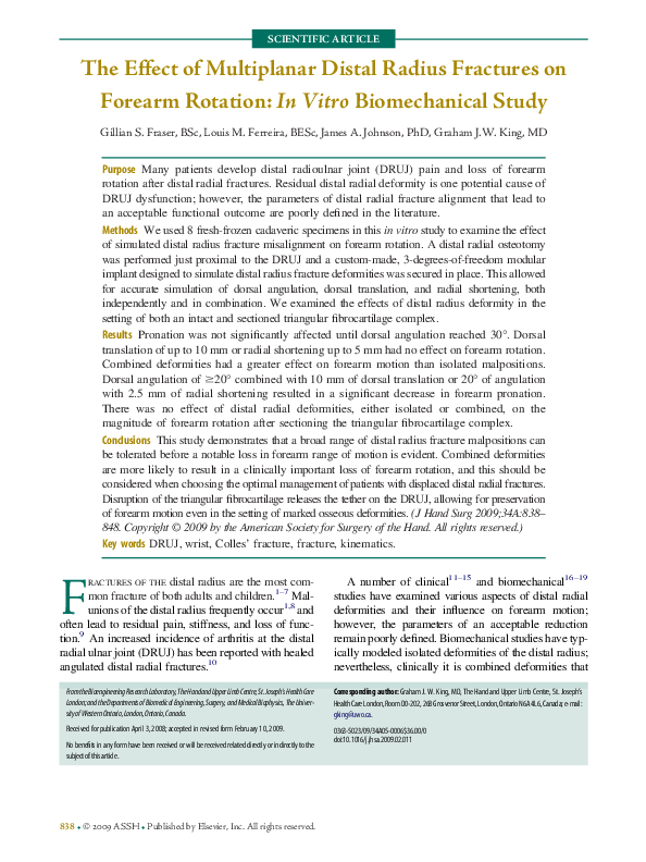 (PDF) The Effect of Multiplanar Distal Radius Fractures on Forearm ...