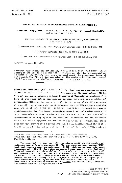 (PDF) CDw 60 antibodies bind to acetylated forms of ganglioside GD3