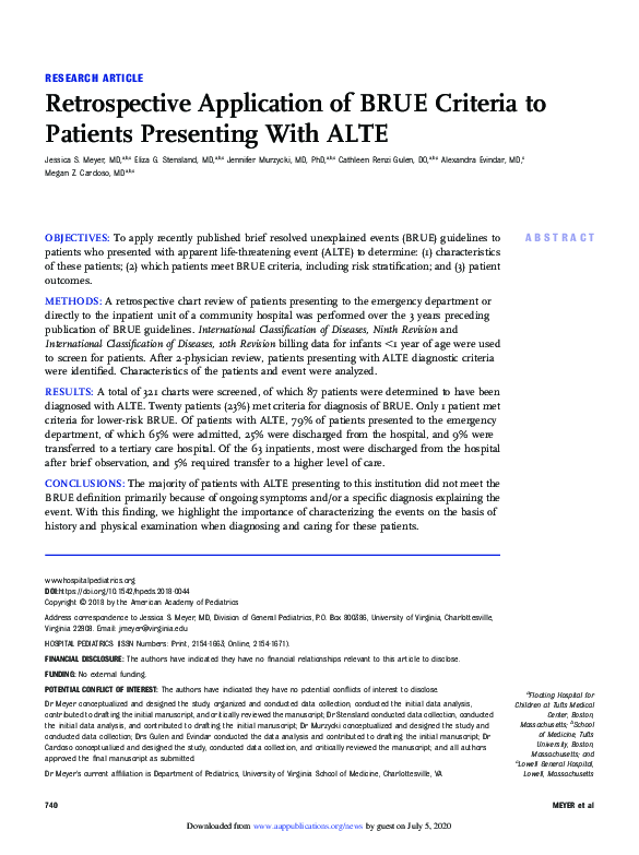 (PDF) Retrospective Application of BRUE Criteria to Patients Presenting ...