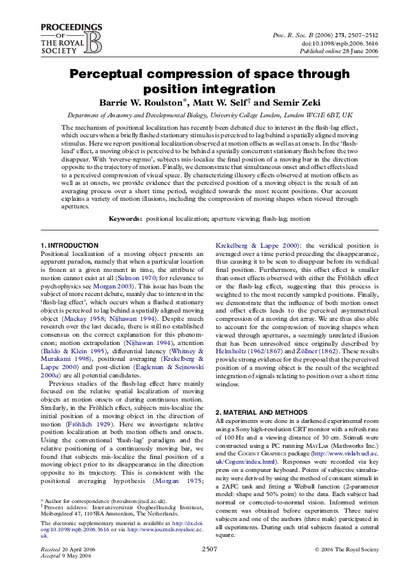 (PDF) Perceptual compression of space through position integration | Semir Zeki - Academia.edu