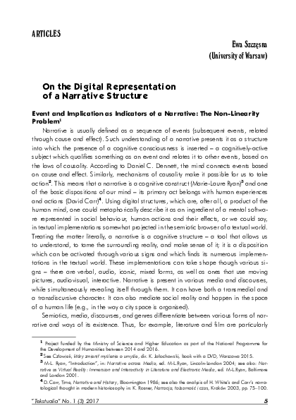 (PDF) On the Digital Representation of a Narrative Structure