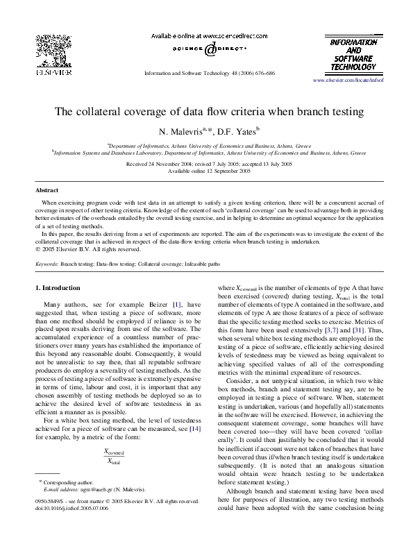 (PDF) The collateral coverage of data flow criteria when branch testing