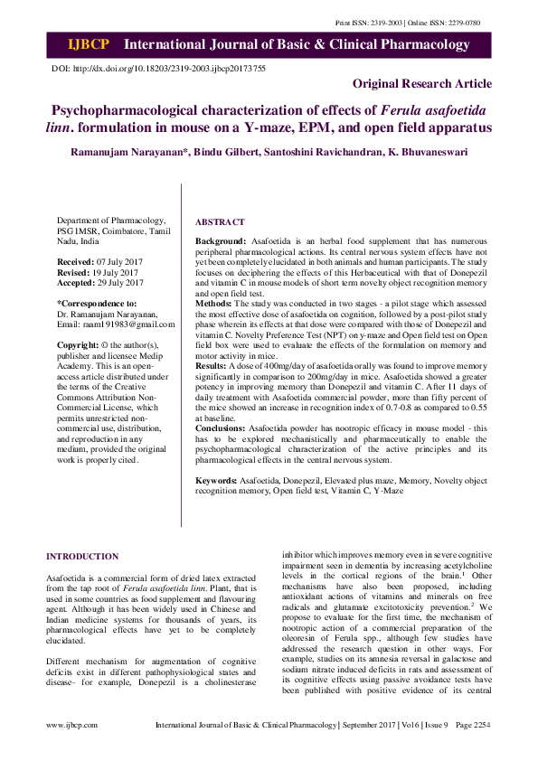 (PDF) Psychopharmacological characterization of effects of Ferula ...