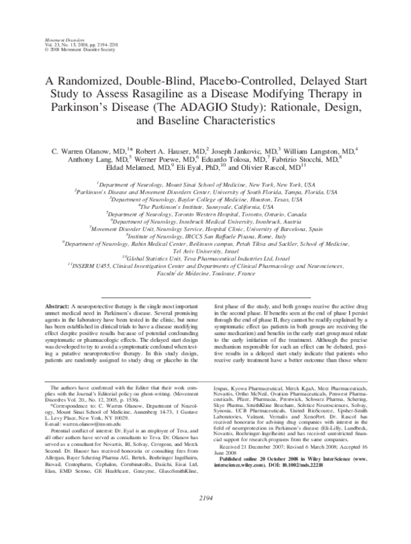 Pdf A Randomized Double Blind Placebo Controlled Delayed Start