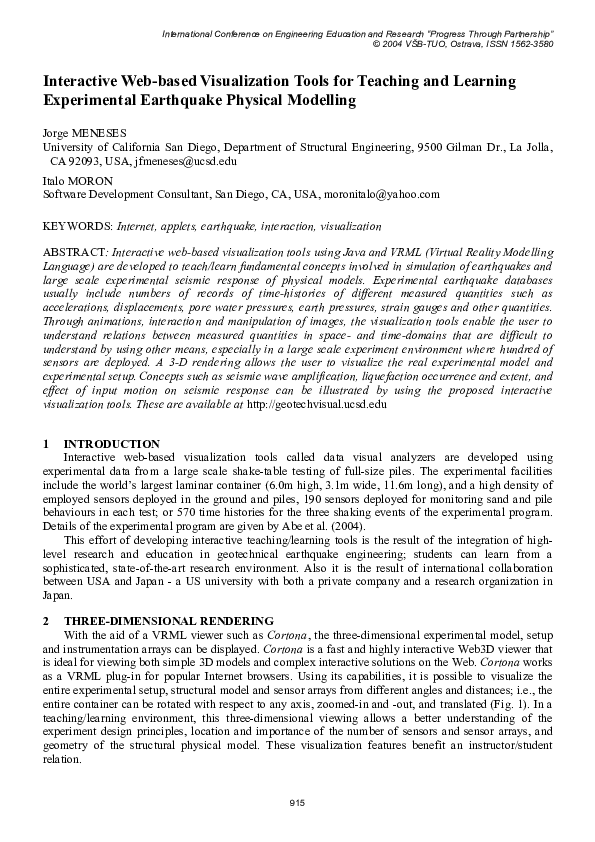 (PDF) Web Visualization Tools for Teaching Earthquake Modeling