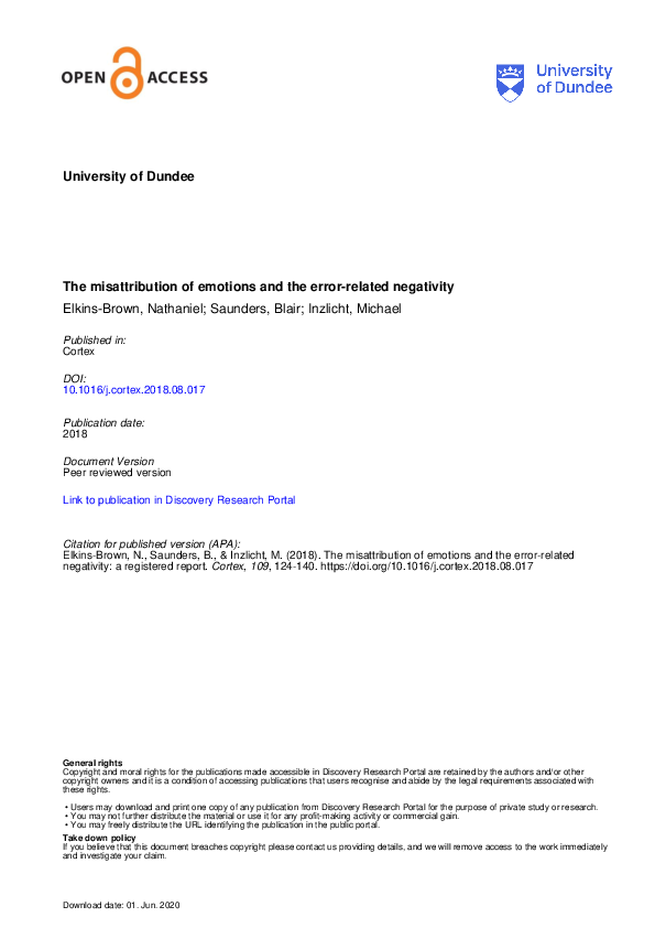 (PDF) The misattribution of emotions and the error-related negativity ...