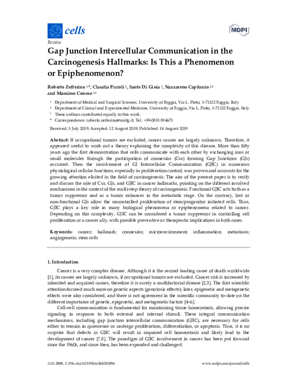 (PDF) [Gap junction intercellular communication in carcinogenesis of ...