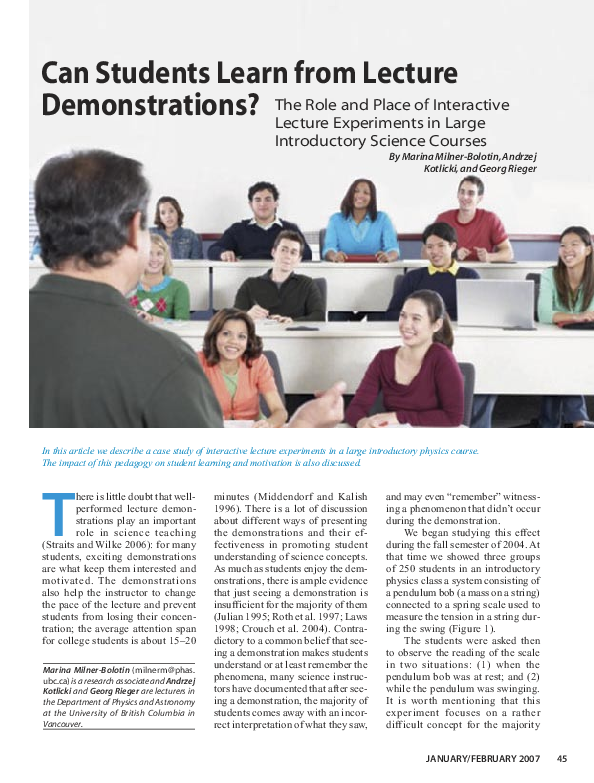 (PDF) Can Students Learn from Lecture Demonstrations?