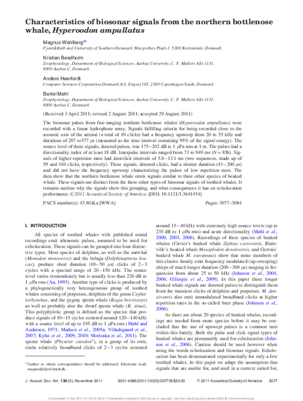 (PDF) Characteristics of biosonar signals from the northern bottlenose ...