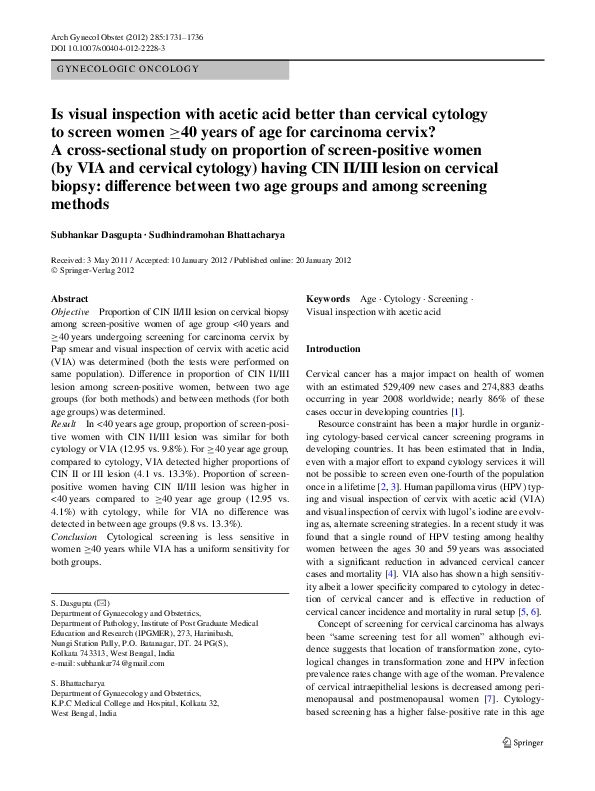 (PDF) Is visual inspection with acetic acid better than cervical ...