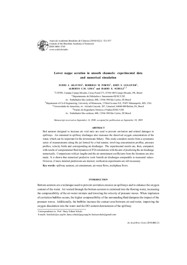 (PDF) Lower nappe aeration in smooth channels: experimental data and ...