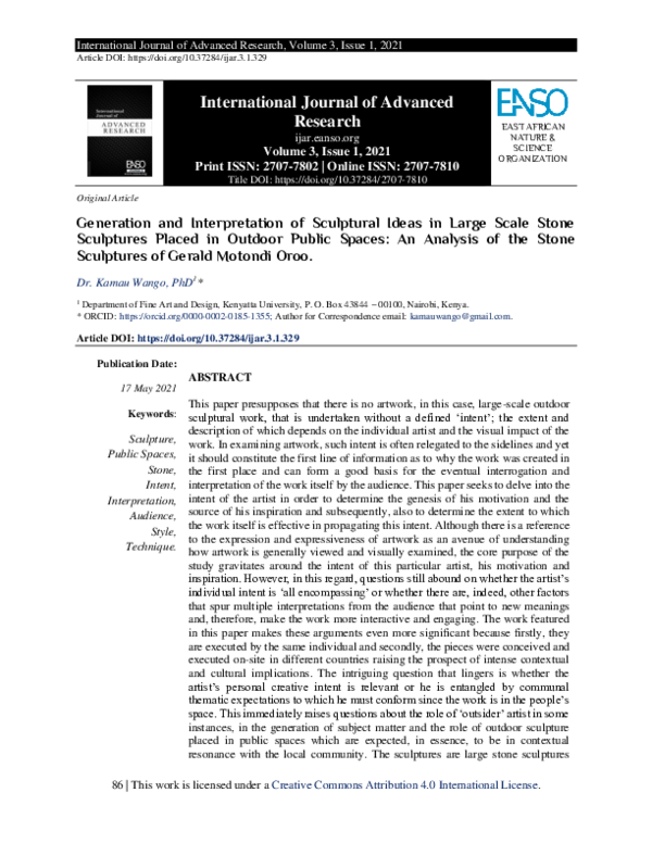 (PDF) Generation and Interpretation of Sculptural Ideas in Large Scale ...