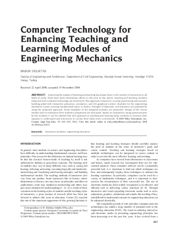 (PDF) Computer technology for enhancing teaching and learning modules ...
