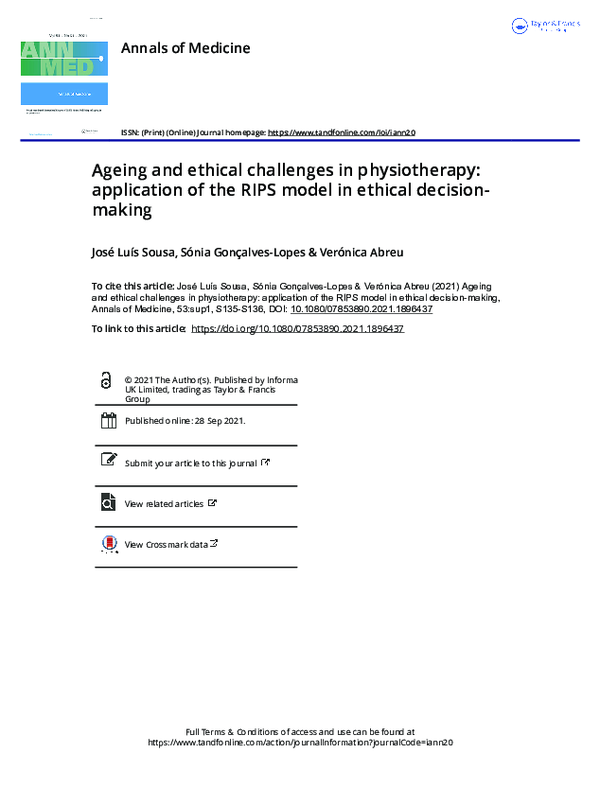 (PDF) Ageing and ethical challenges in physiotherapy: application of ...