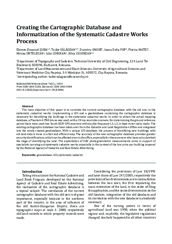 (PDF) Creating the Cartographic Database and Informatization of the Systematic Cadastre Works ...